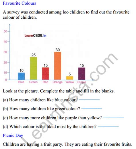 Data Handling Class 2 Worksheet With Answers Maths Chapter 11