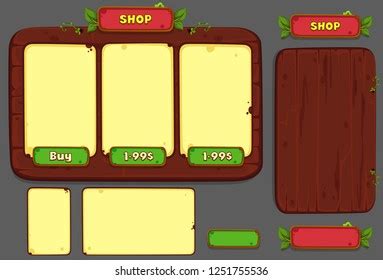Vetor De Set Of UI Elements For 2D Games And Apps Jungle Game UI Part 1 Do Stock