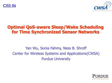 ppt optimal qos aware sleep wake scheduling for time synchronized