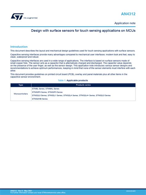 Dm00087990 Design With Surface Sensors For Touch Sensing Applications On Mcus Stmicroelectronics