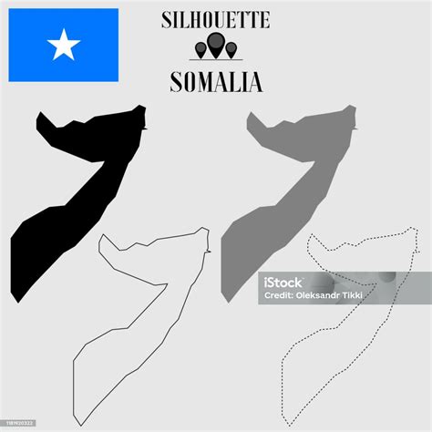 소말리아 개요 세계지도 실체 대시 라인 윤곽 실루엣 국기 벡터 일러스트 디자인 배경에 고립 개체 요소 국가 설정에서 기호 가정 생활에 대한 스톡 벡터 아트 및 기타 이미지
