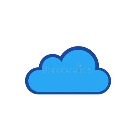 Simple Blue Cloud Icon With A Dark Blue Outline On A White Background The Cloud Stock