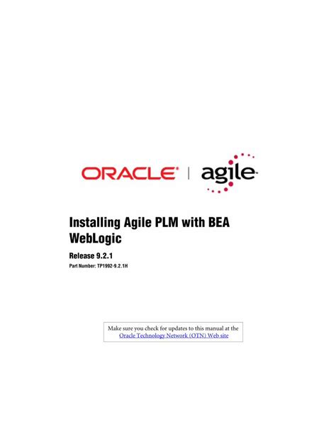Pdf Installing Agile Plm With Bea Weblogic Oracledownloadoracle