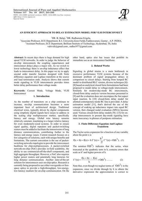 An Efficient Approach To Delay Estimation Model For Vlsi Interconnect Pdf