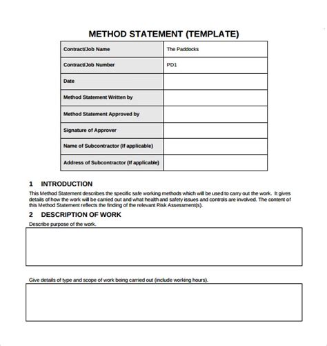 10 Method Statement Templates Free Word Pdf Formats Samples Examples