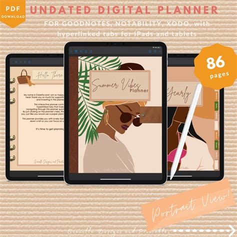 Noteability Or Xodo On You IPad Or Tablet Unlimited Lifetime Access Undated Digital Planner