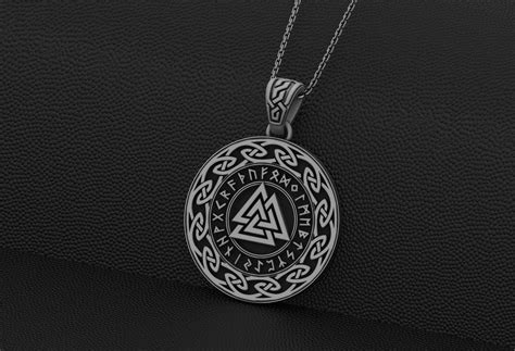 Silver Valknut Celtic Odin Trinity Pendant Necklace Pagan Etsy