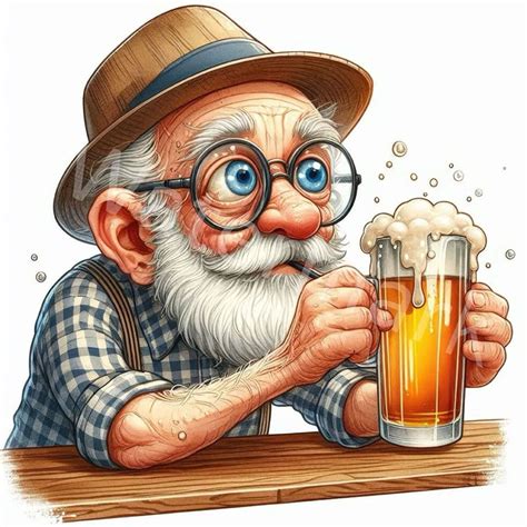 Cartoon Guy Drinking Beer