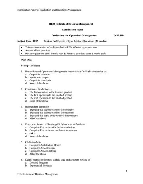 Production And Operations Management Pdf