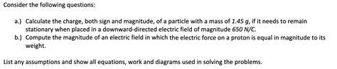 Solved Consider The Following Questions A Calculate The Chegg