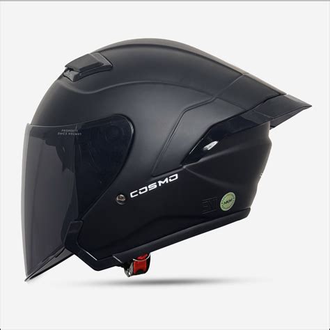 Mla Cosmo Half Face Helmet Matte Black Black Glass Premium Helmet Handsome Package For Adult