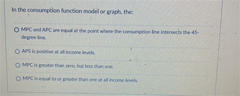 Solved In The Consumption Function Model Or Graph Thempc