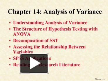 PPT Chapter 14 Analysis Of Variance PowerPoint Presentation Free To Download Id 128c8f NmNiM