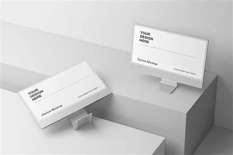 Premium Psd Realistic Computer Mockup Set With Editable Background