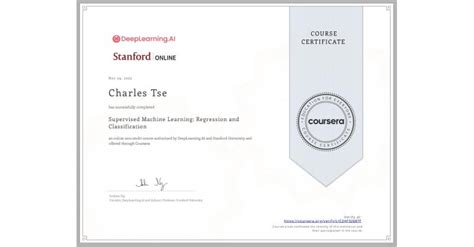 Charles T On Linkedin Completion Certificate For Supervised Machine