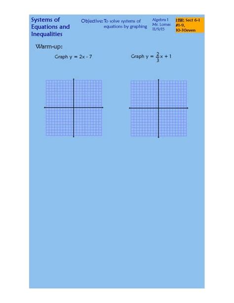 6 1 Solving Systems Graphing Pdf Physics Science