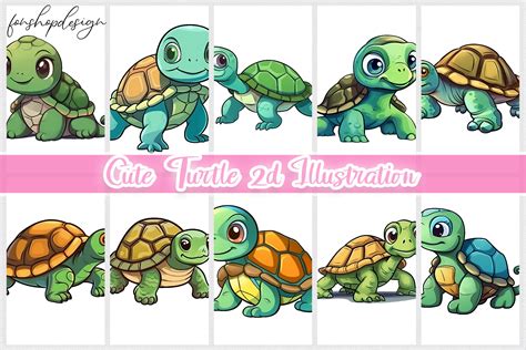 Cute Turtle 2d Illustration Graphic By Fonshopdesign · Creative Fabrica