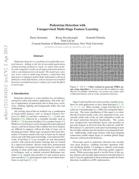 Pedestrian Detection With Unsupervised Multi Stage Feature Learning Deepai