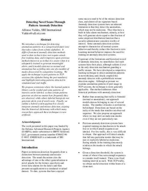 Pdf Detecting Novel Scans Through Pattern Anomaly Detection