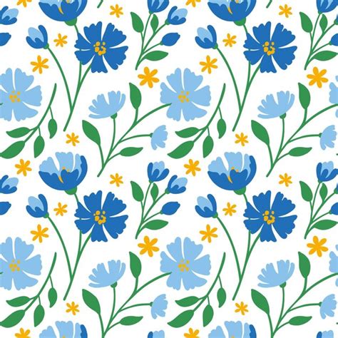 Premium Vector Cornflower Summer Wildflowers Rustic Style Cute Seamless Pattern Vector