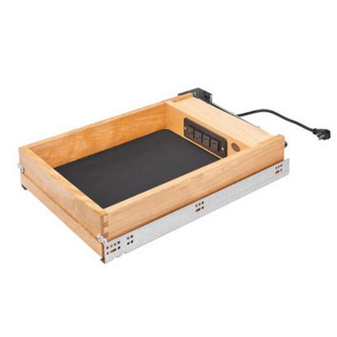 REV A SHELF INC 15 Charging Drawer With Soft Close Slides Maple Rev A Shelf 4WCDB 18HSC 1