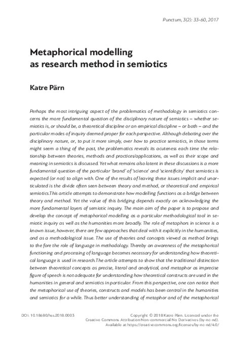 pdf metaphorical modelling as research method in semiotics katre
