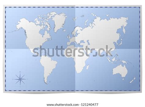 Illustration World Map On Folded Paper Stock Vector Royalty Free 121240477 Shutterstock