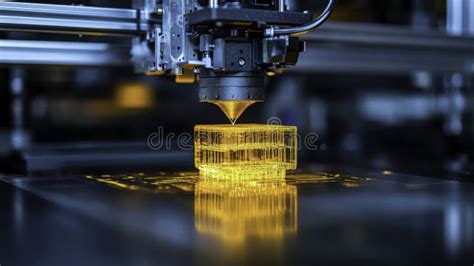 3d Printer Creating Glowing Object Futuristic Manufacturing Additive Technology Stock