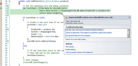 C Mvc Music Store Linq To Sql Shopping Cart Stack Overflow