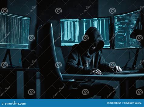 Hacker Using Computer In Dark Room Hacker Using Computer In Dark Room Hacker In Dark Room Mixed