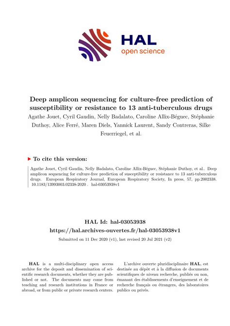 Pdf Deep Amplicon Sequencing For Culture Free Prediction Of Dokumentips