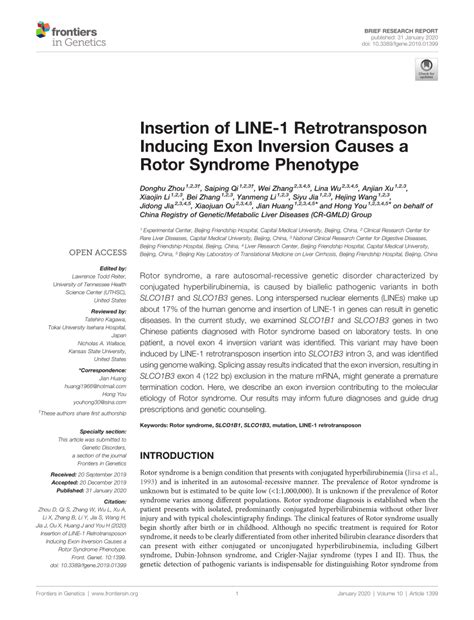 Pdf Insertion Of Line 1 Retrotransposon Inducing Exon Inversion Causes A Rotor Syndrome Phenotype
