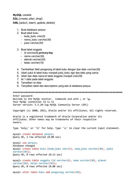 MySQL Console Dasar I PDF