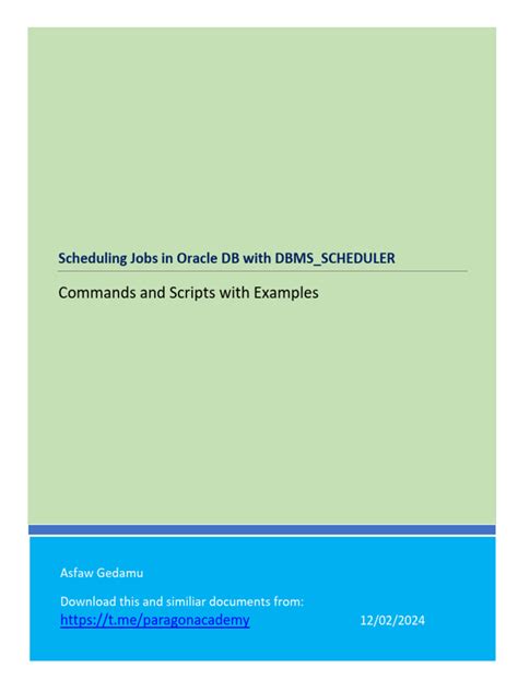 Scheduling Jobs In Oracle Db With Dbms Scheduler Pdf Plsql Sql