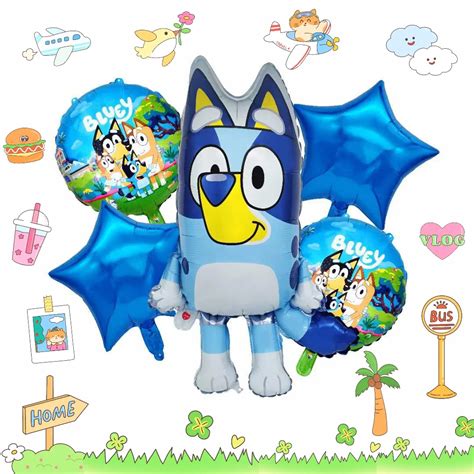 Yeni Animasyon Periferik Bluey Aile Kawaii Bluey Al Minyum Film Balon