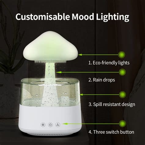 2 In 1 Desk Light Humidifier Rain Cloud Aromatherapy Essential Oil Zen