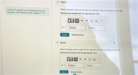 Solved A 0 90μf Capacitor Is Connected Across An Ac What Is