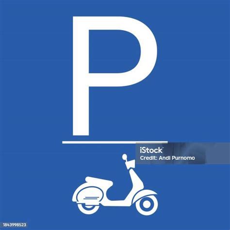 인쇄 가능한 고립 된 사각형 사각형 파란색과 흰색 주차 공간 모터 바이크 오토바이 자전거 차량 주차장 표지판의 그림 픽토그램 거리에 대한 스톡 벡터 아트 및 기타 이미지