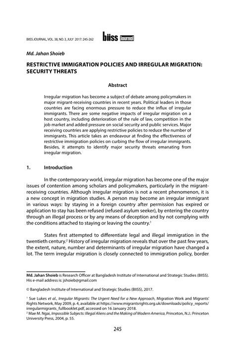 Pdf Restrictive Immigration Policies And Irregular Migration Security Threats