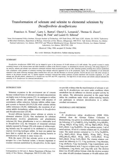 (PDF) Transformation of selenate and selenite to elemental selenium by ...