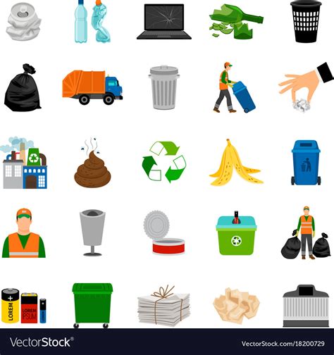 Color Icons Garbage Collection Royalty Free Vector Image