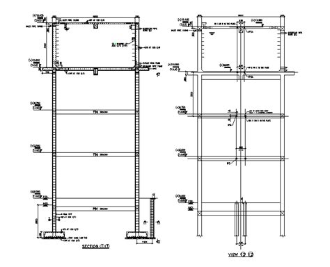 Layout Of Foundation And Beam Of 100m3 Water Tank Has Given In This Autocad Dwg Drawing File