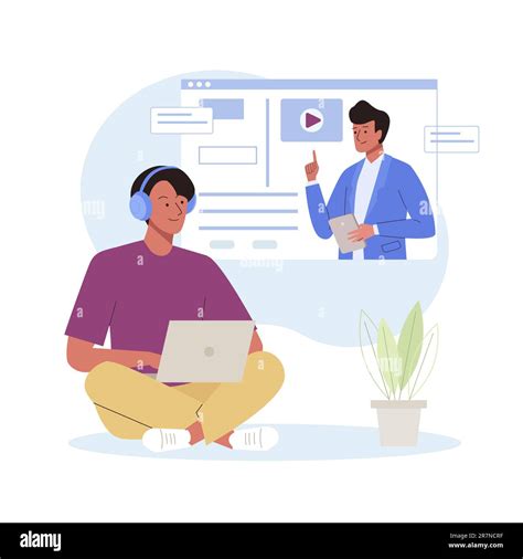Man Headphones Learning Stock Vector Images Alamy