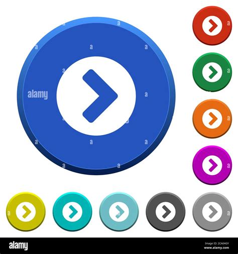 Chevron Right Round Color Beveled Buttons With Smooth Surfaces And Flat