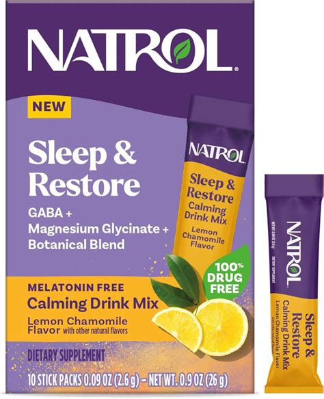Natrol Sleep And Restore Calming Drink Mix Lemon Chamomile 10 Packs