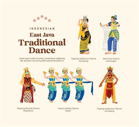 Isolated Indonesian Culture East Java Dance Illustration Cell Shaded