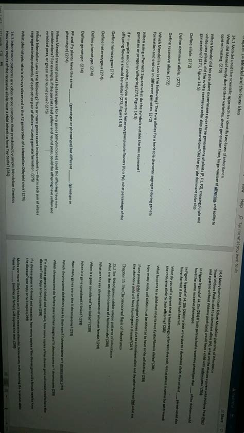 Solved Help Tell Me What You Want To Do Mendel And The Chegg Com