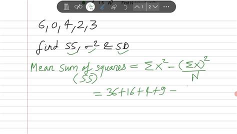 Solved Calculate Ss 02 And Standard Deviation For The Following Population Of N 5 Scores 6