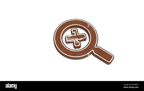 3d Rendering Of Gingerbread Cookie In Shape Of Symbol Of Magnifying