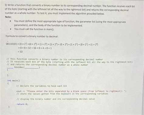 Solved Write A Function That Converts A Binary Number To Chegg